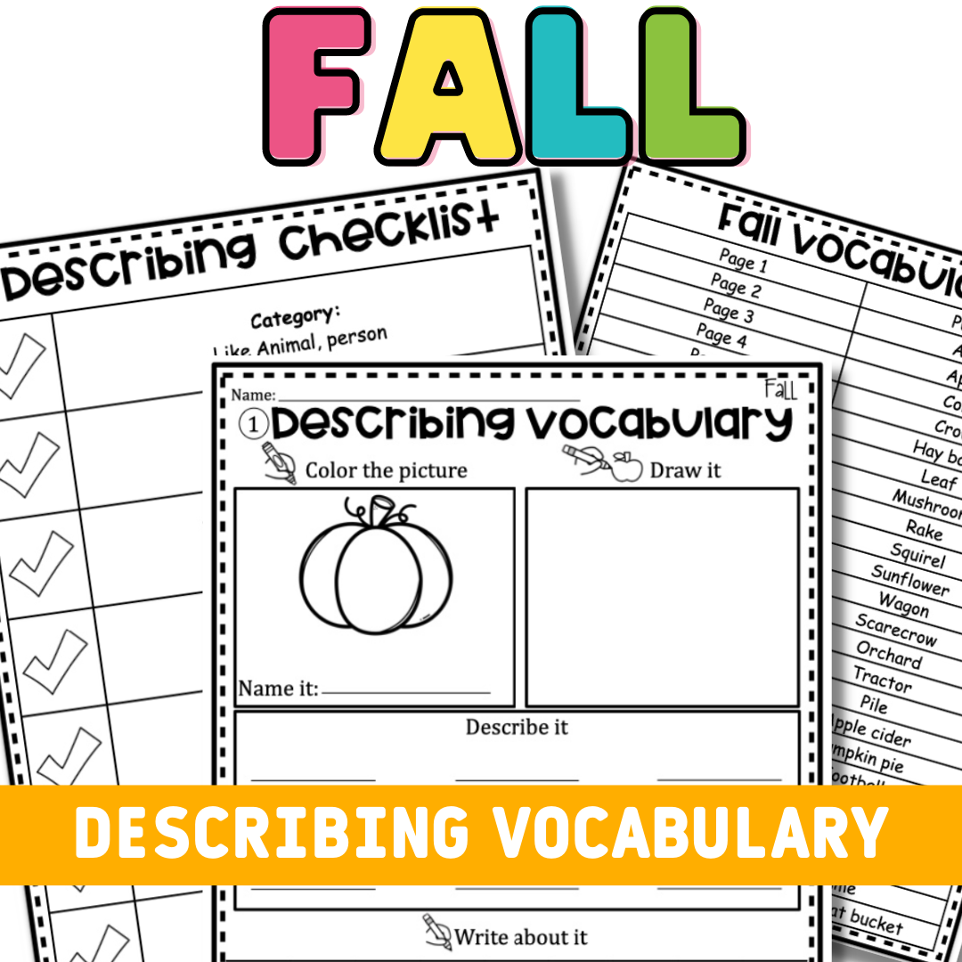 Fall Describing Vocabulary Worksheets For Speech Therapy